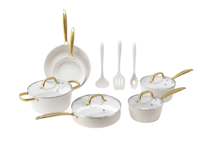 Ovela 9 Piece Ceramic Cookware Set with Utensils - (OVGRNCERUTA ...